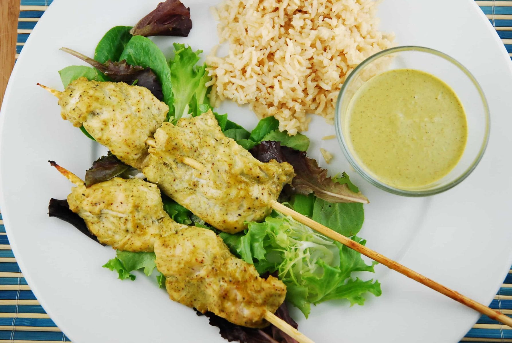 Honey Roasted Chicken Satay With Basil Almond Sauce - 7 Points | LaaLoosh