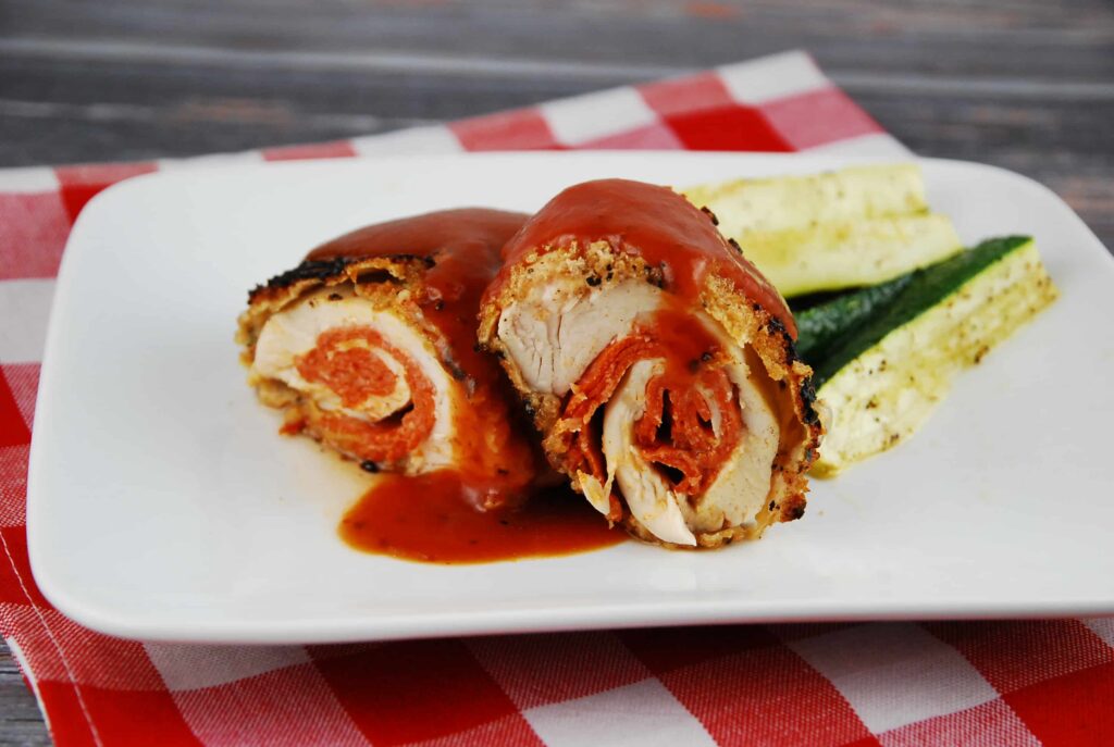 Pepperoni Pizza Stuffed Chicken Recipe | LaaLoosh