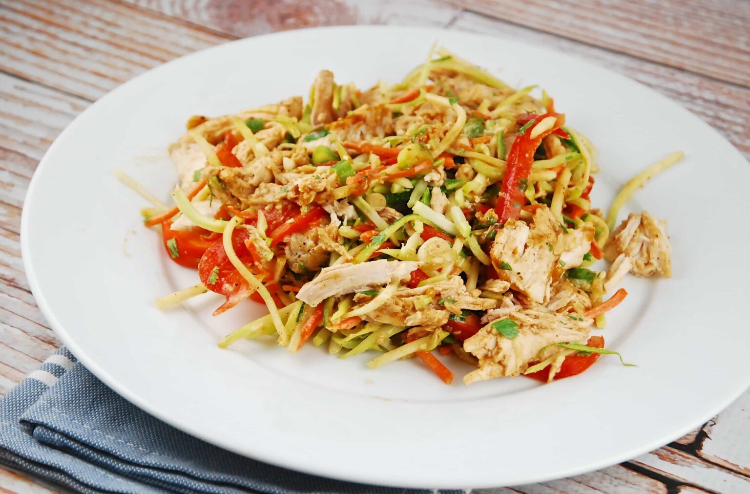 Chicken And Broccoli Slaw Salad With Almond Butter Dressing Recipe ...